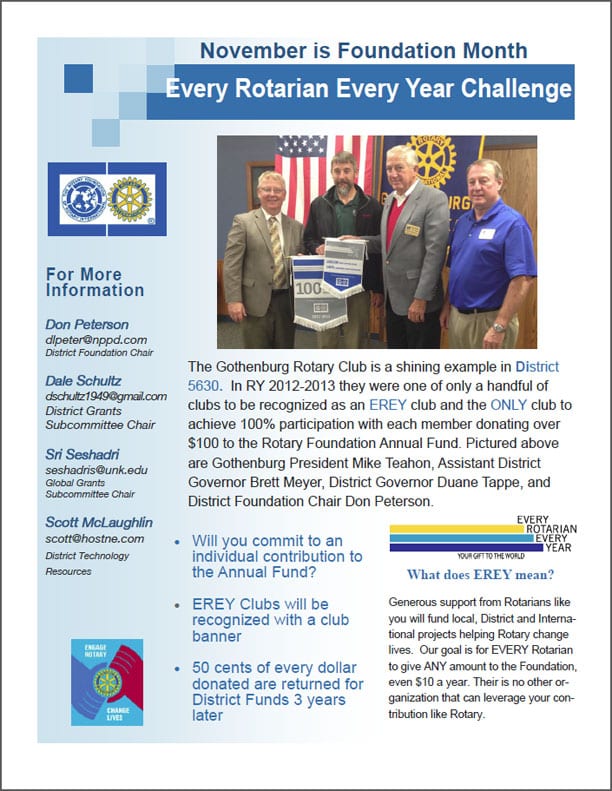 Rotary Celebrates November as Foundation Month - Rotary District 5630