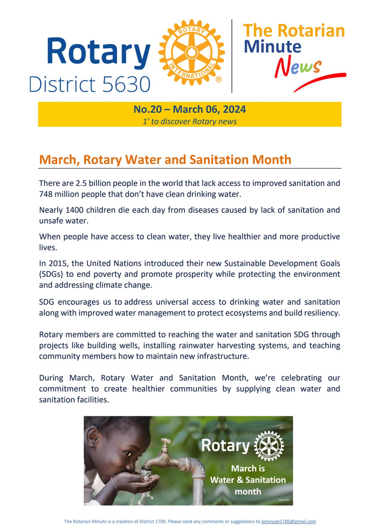 The Rotarian Minute - Rotary District 5630